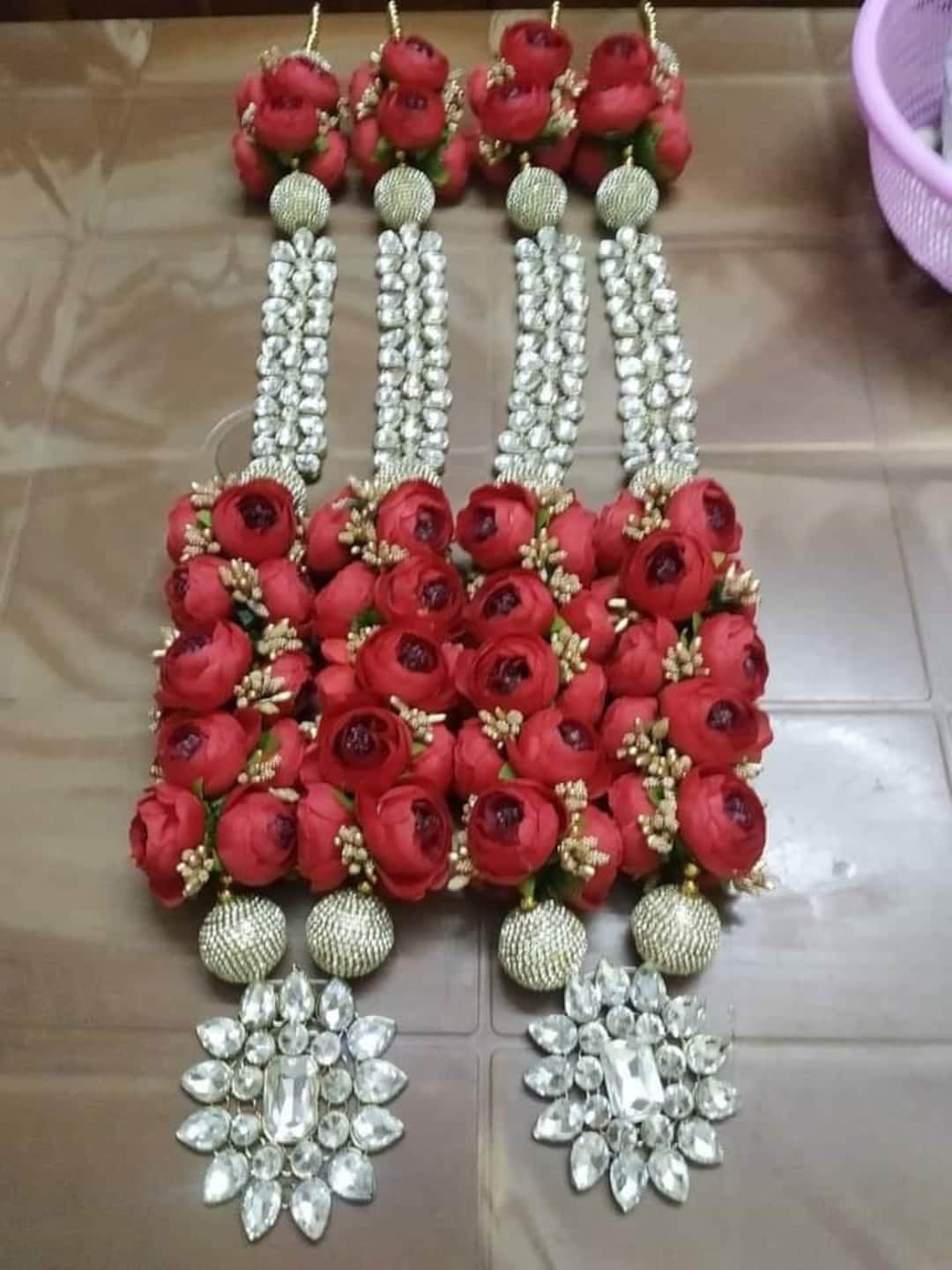 Pack of 2 Artificial Red Rose Indian Wedding Varmala, Bride and Groom ...