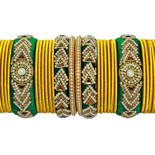 Both Hand Dark Green Color Silk Thread Bangles Bridal | Etsy