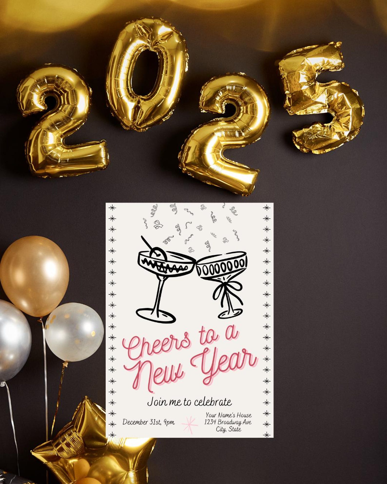 NYE Party Invitation Template - Etsy