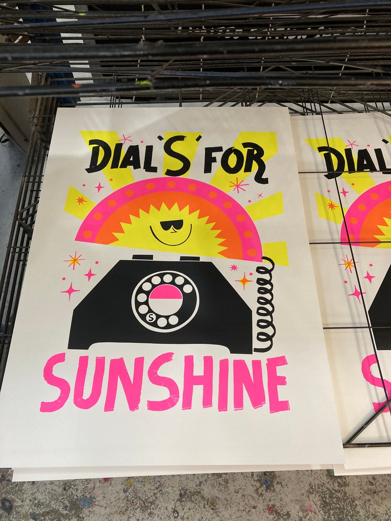 Dial 'S' for Sunshine Screen-print - Etsy Israel