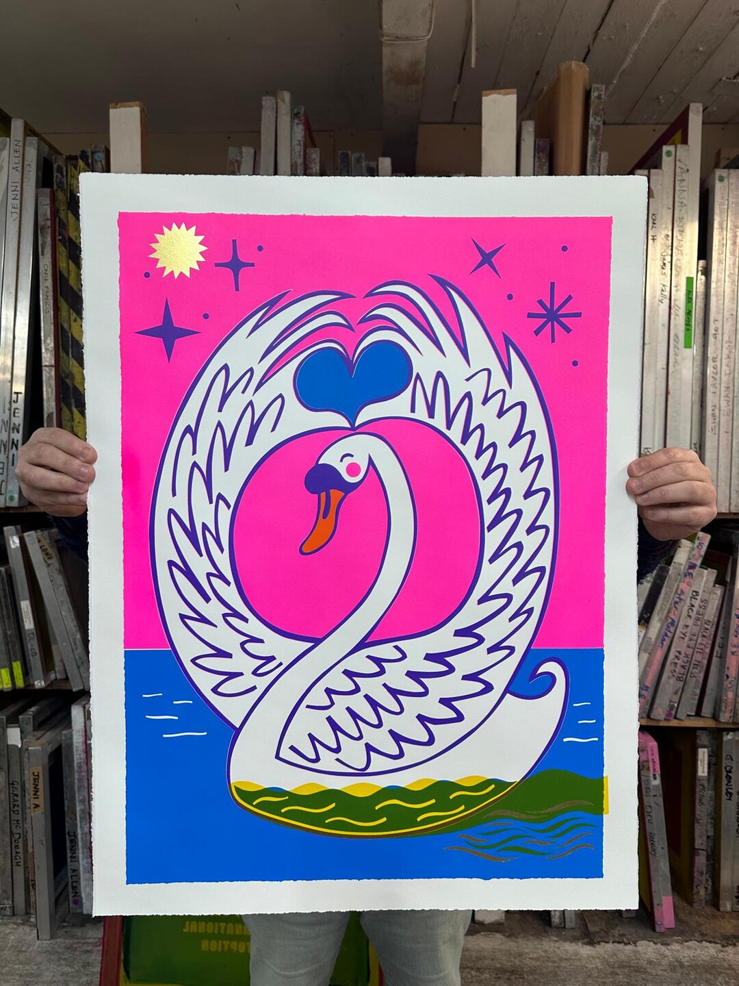 SWAN LOVE Screen-print - Etsy