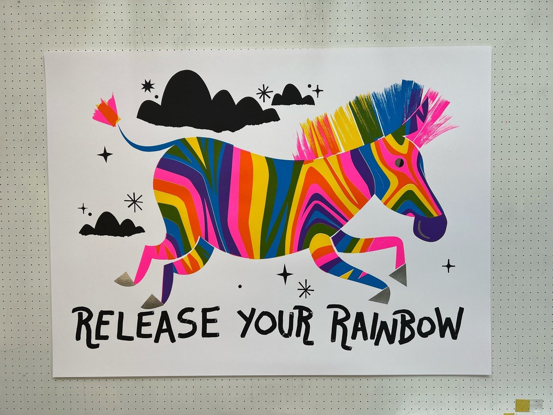 RELEASE YOUR RAINBOW Screen-print - Etsy UK