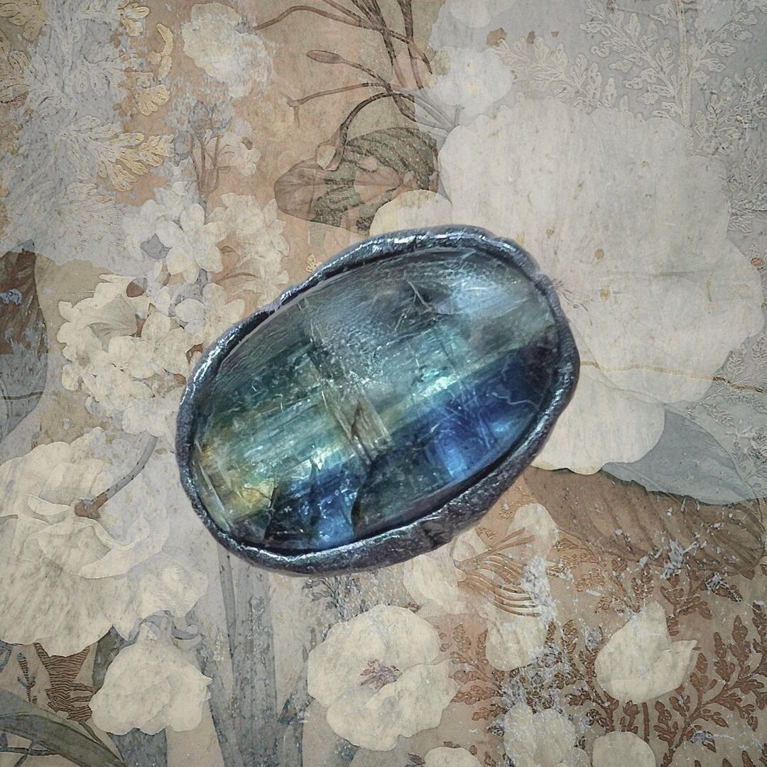 Large KYANITE RING, Bohemian Statement Ring, Alternative Jewelry ...