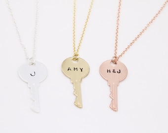 Gold key necklace | Etsy