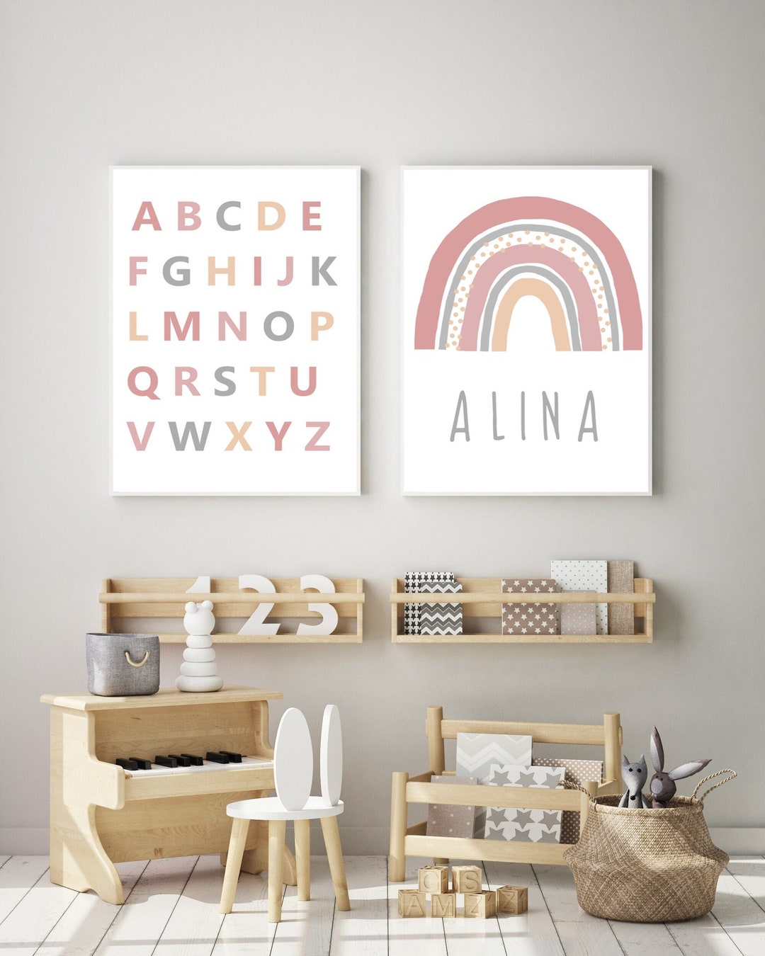 ABC Poster Letters Alphabet, Name Poster Rainbow, Learning Poster Set ...