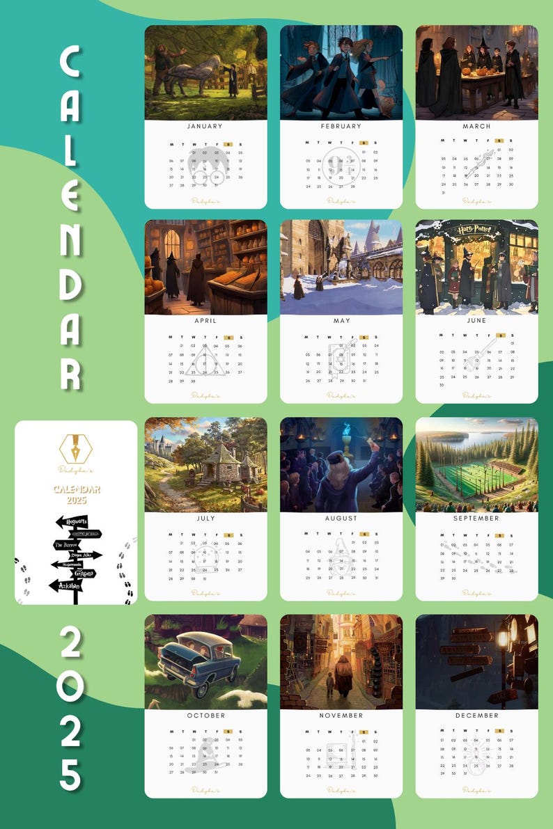 Harry Potter Printable Calendar - Etsy