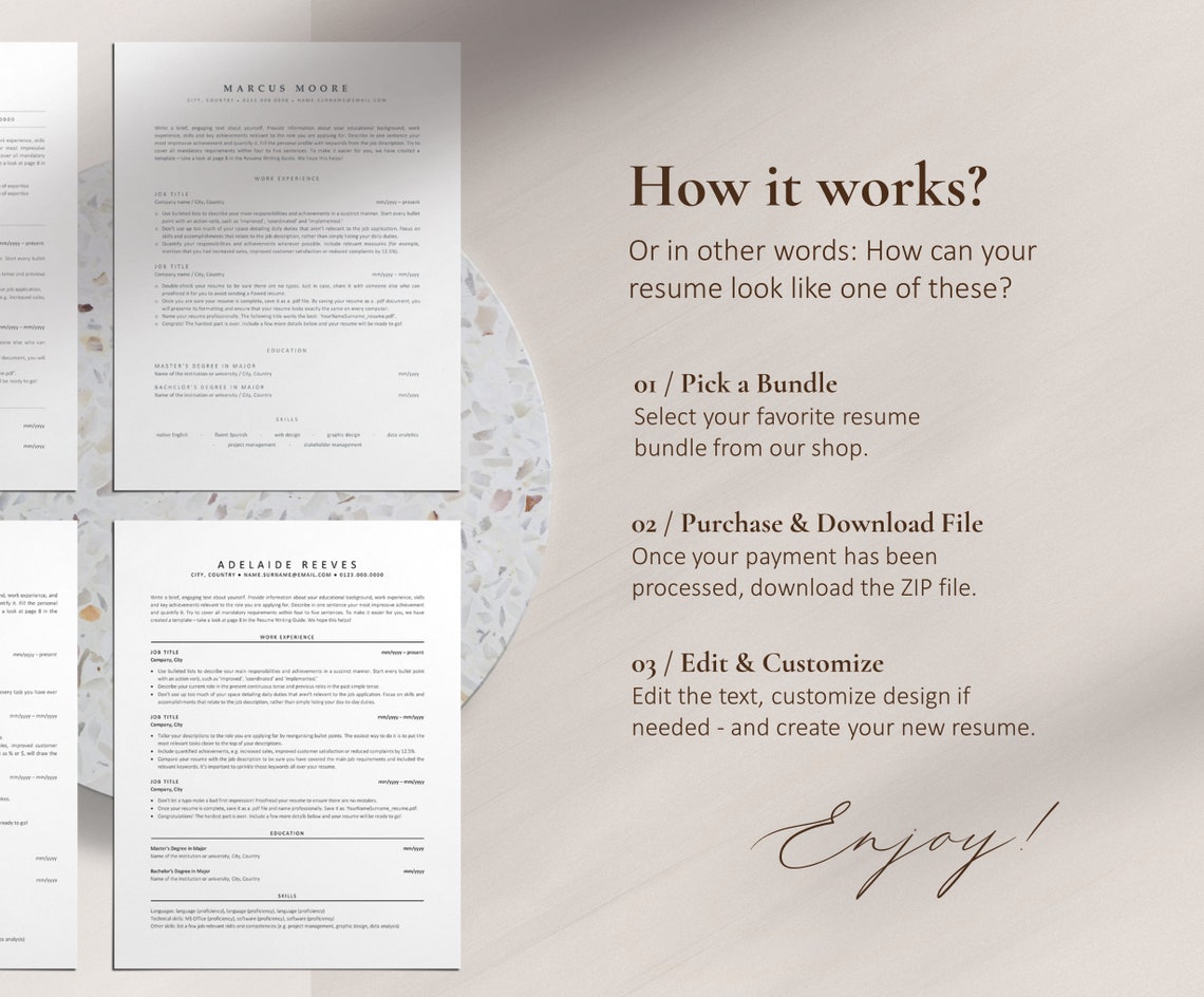 Clean ATS Resume Bundle, Instant Download Five Resumes for Word and ...