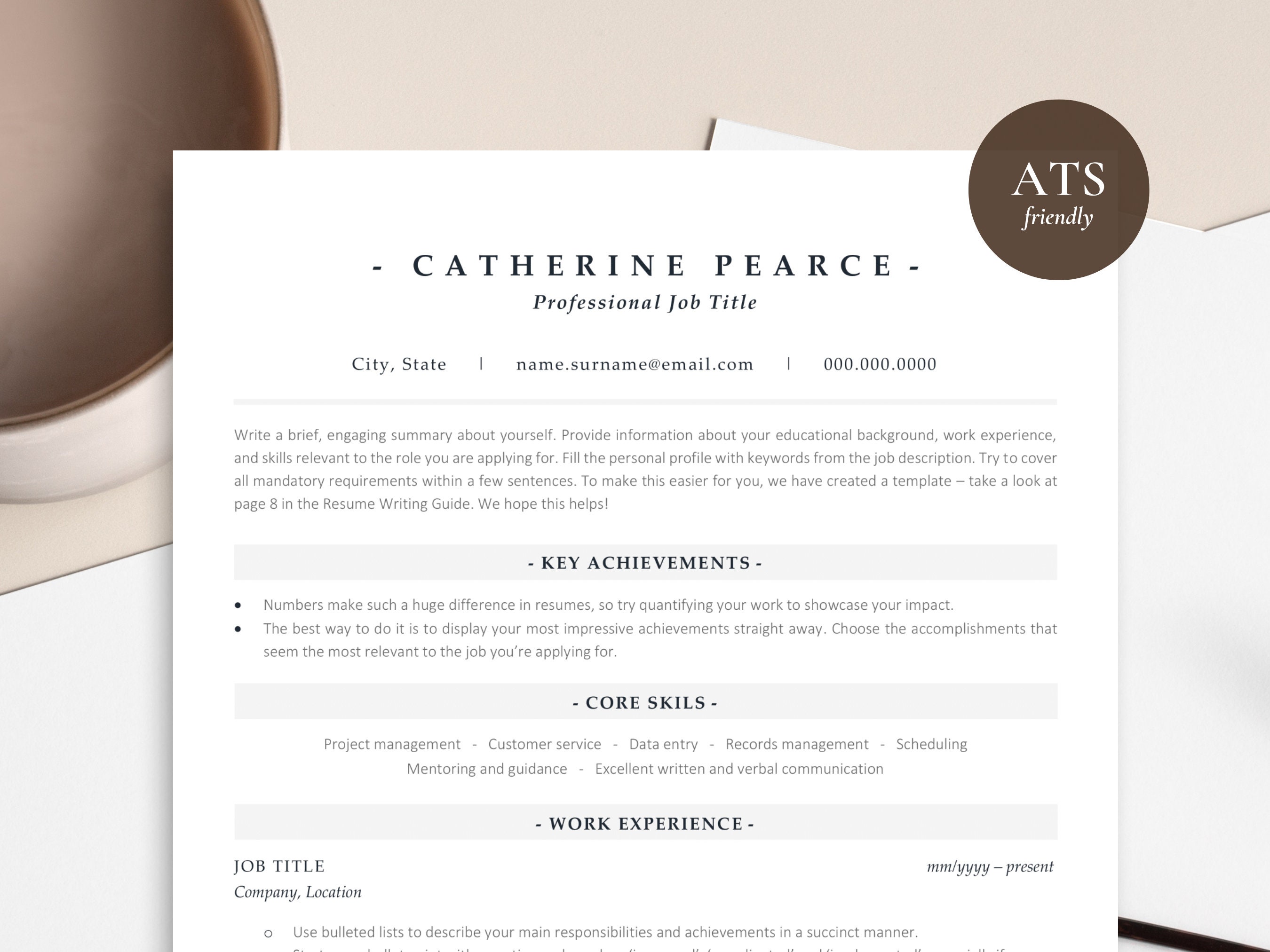 ATS Resume Template Word, Pages, ATS Friendly Resume Template, Ats CV ...