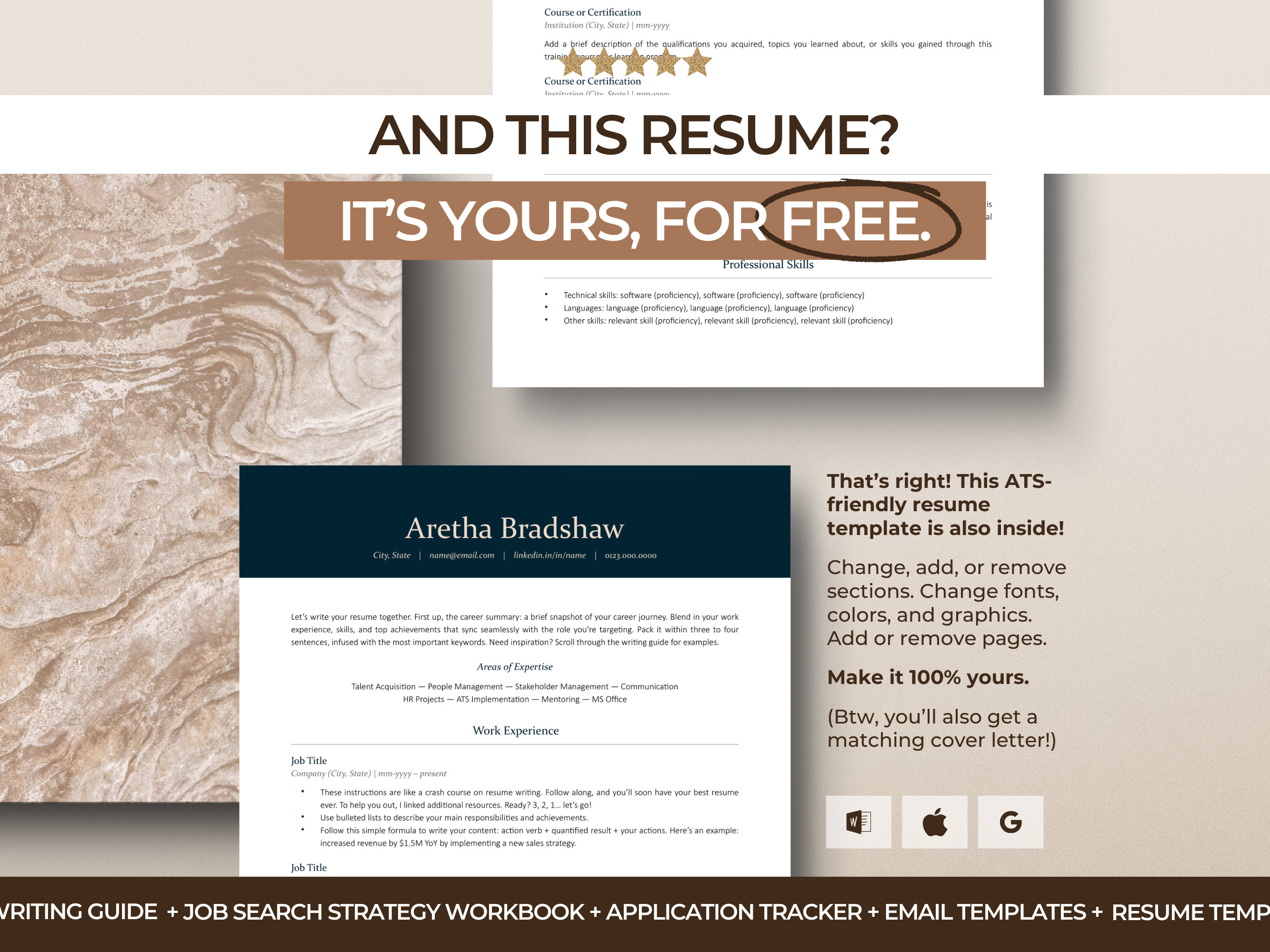 Job Application Bundle FREE Resume Template, Job Search Strategy ...