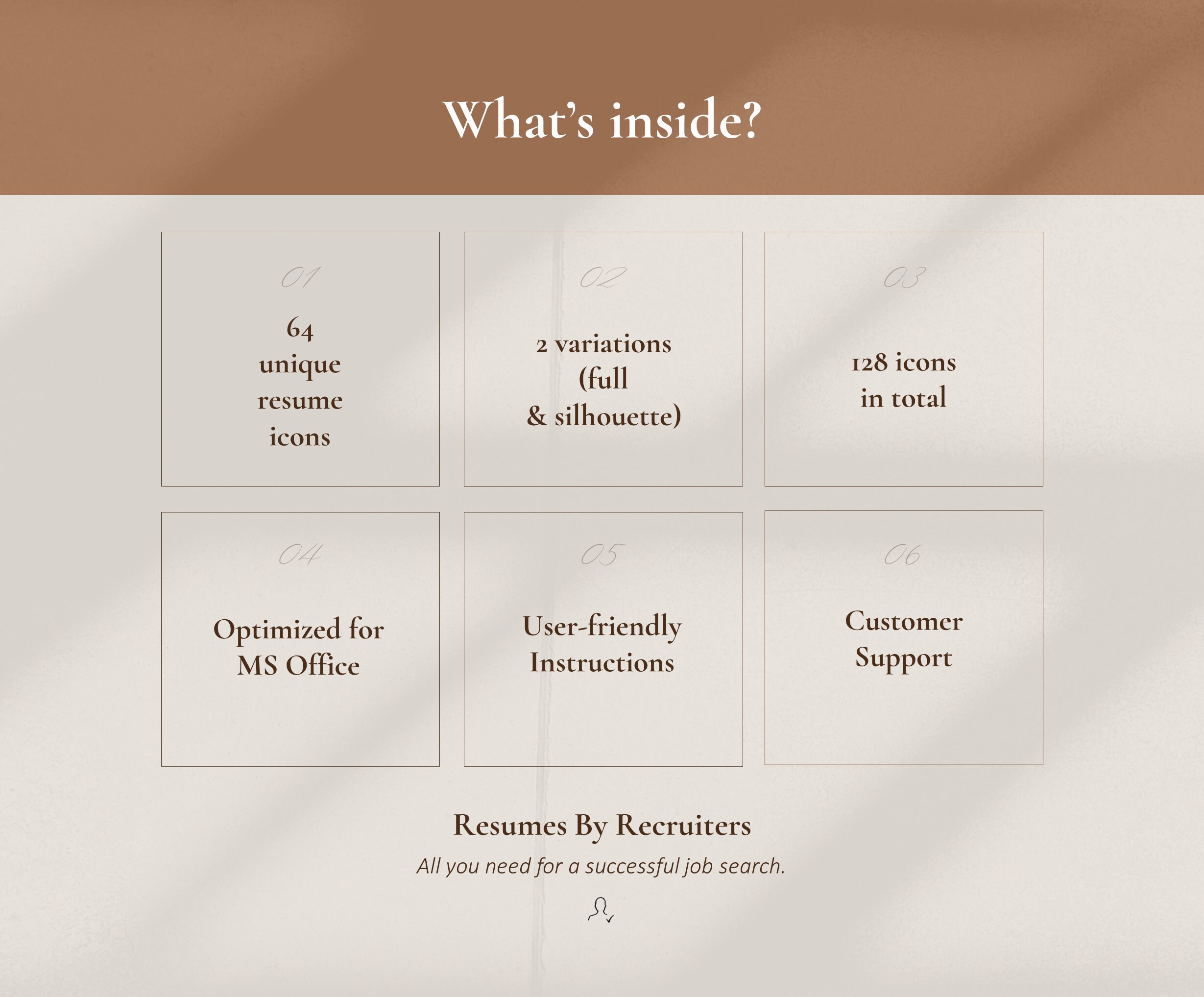 Resume Icons, Instant Download Recolorable Icon Set for a Modern Resume ...