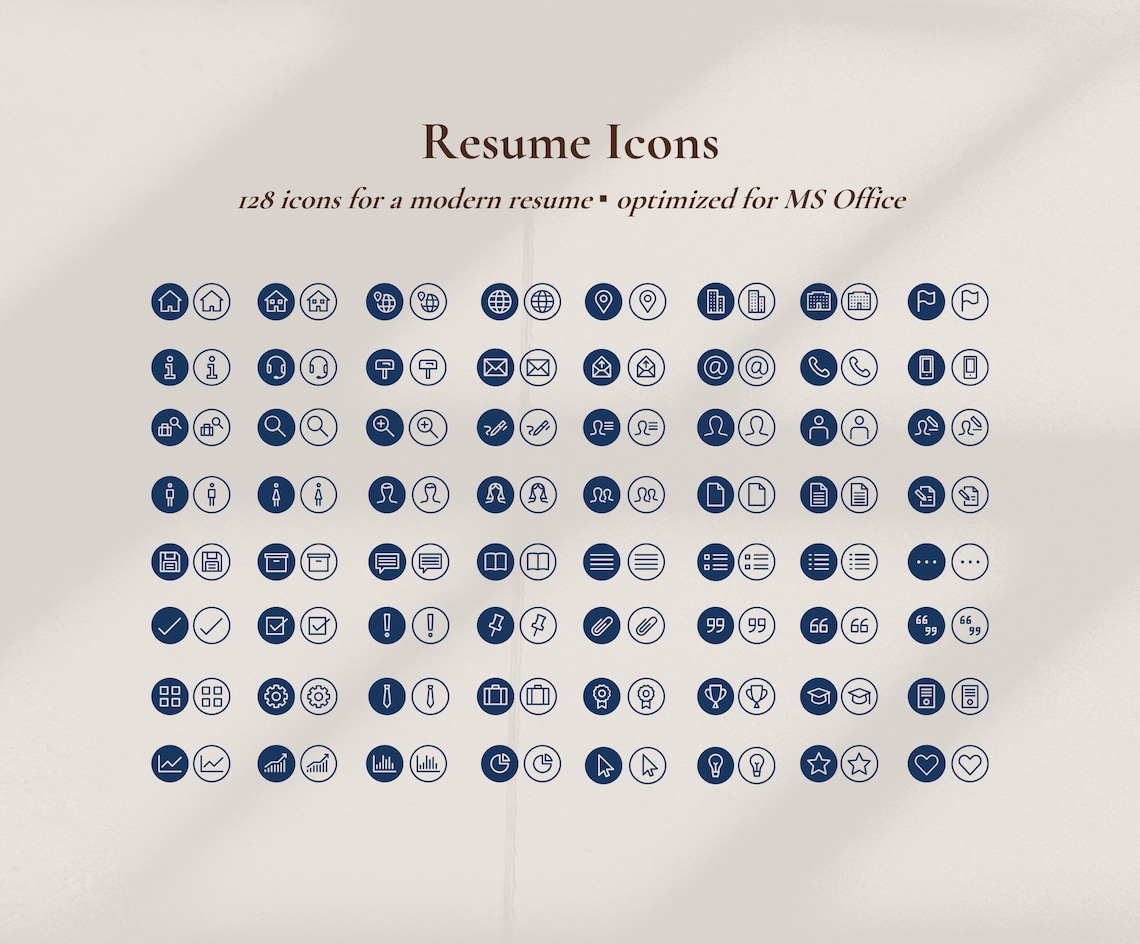 Resume Icons, Instant Download 128 Blue Icons for a Resume Including ...