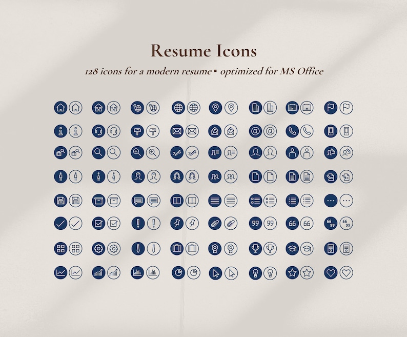Resume Icons, Instant Download 128 Blue Icons for a Resume Including ...