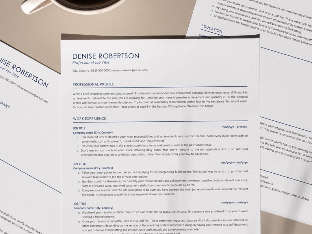 Simple One Column Resume Template Google Docs, Word, Pages, ATS ...