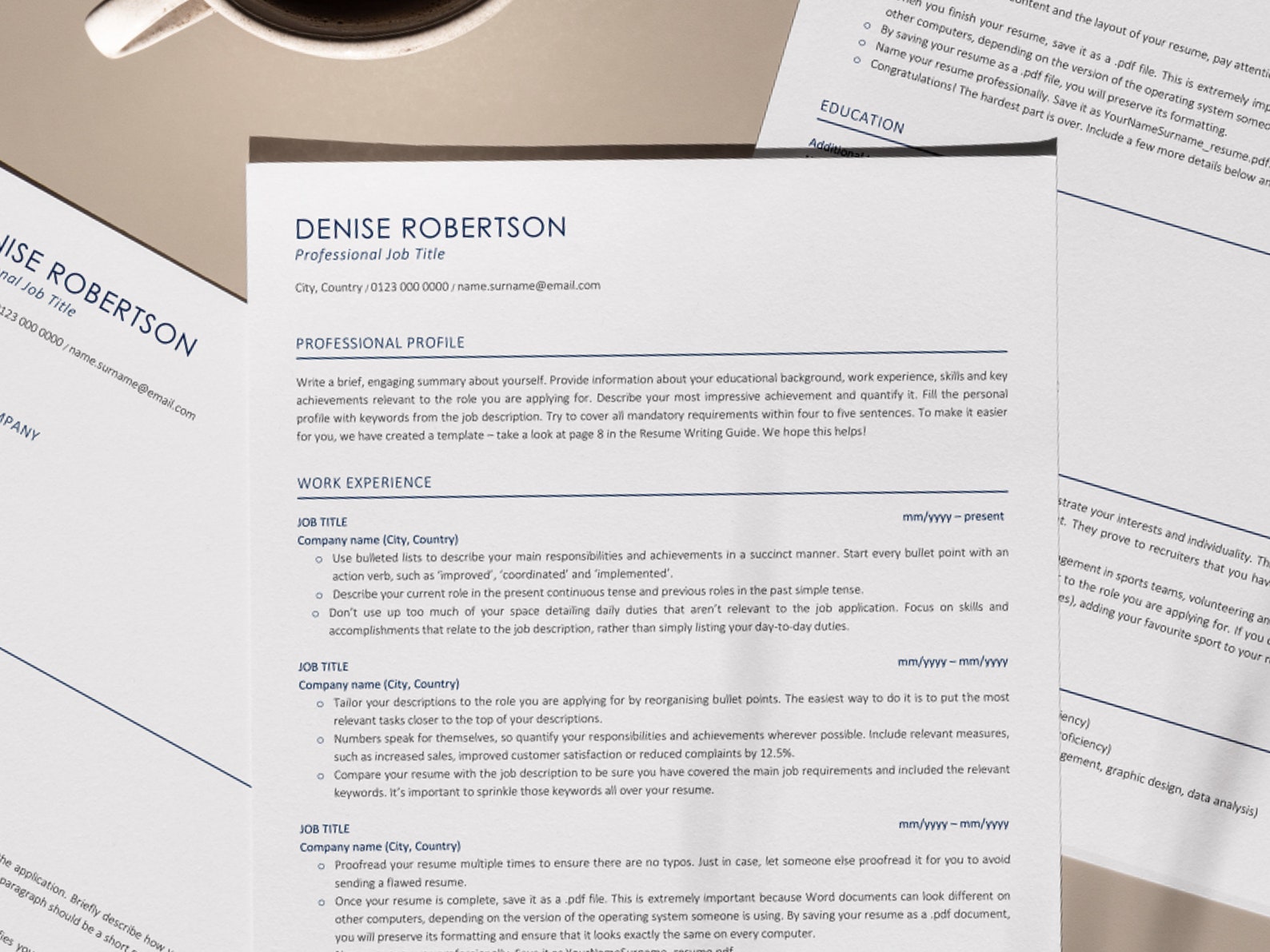 Simple One Column Resume Template Google Docs, Word, Pages, ATS ...