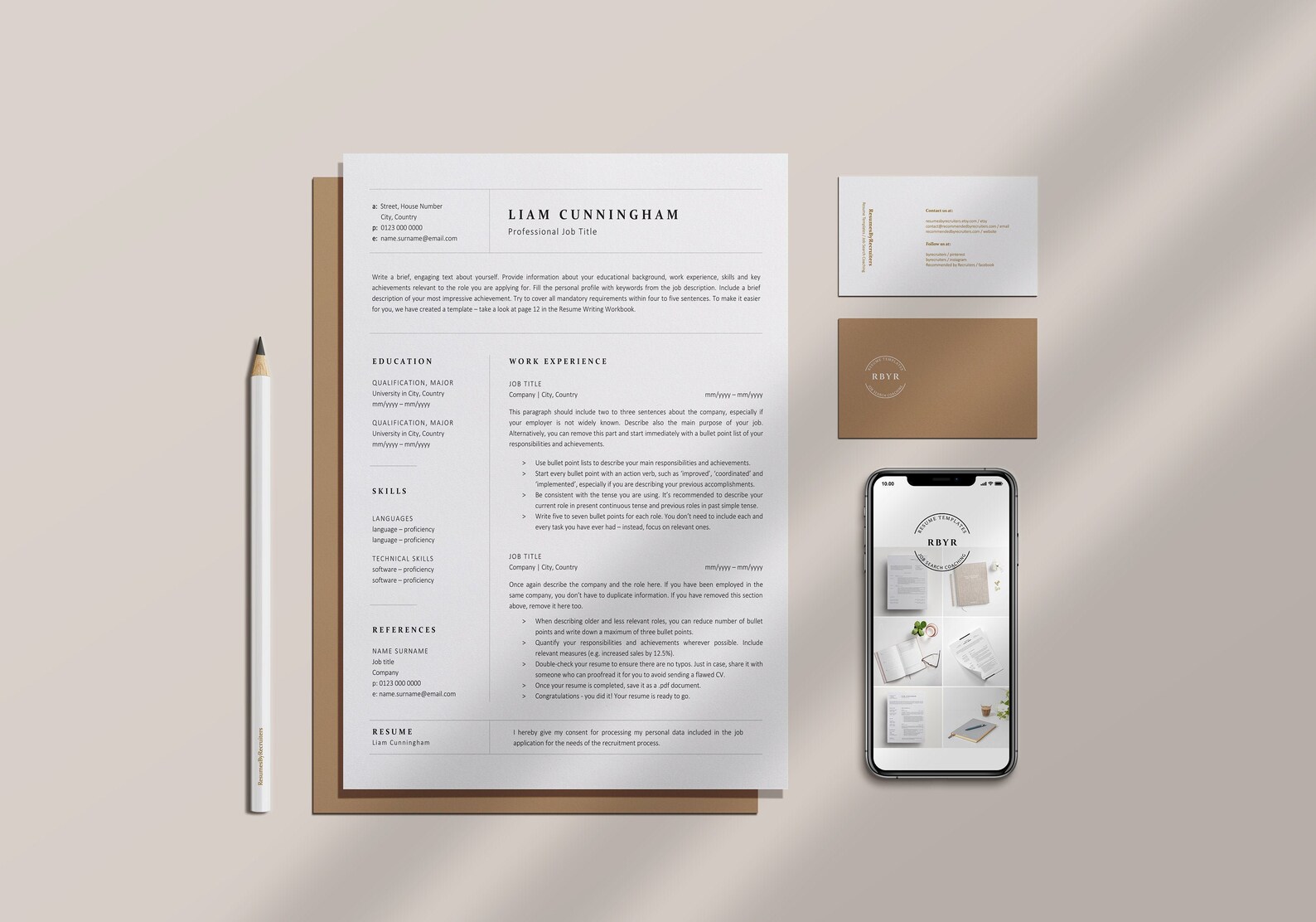 Clean Resume and Cover Letter Template, Instant Download Minimalist CV ...