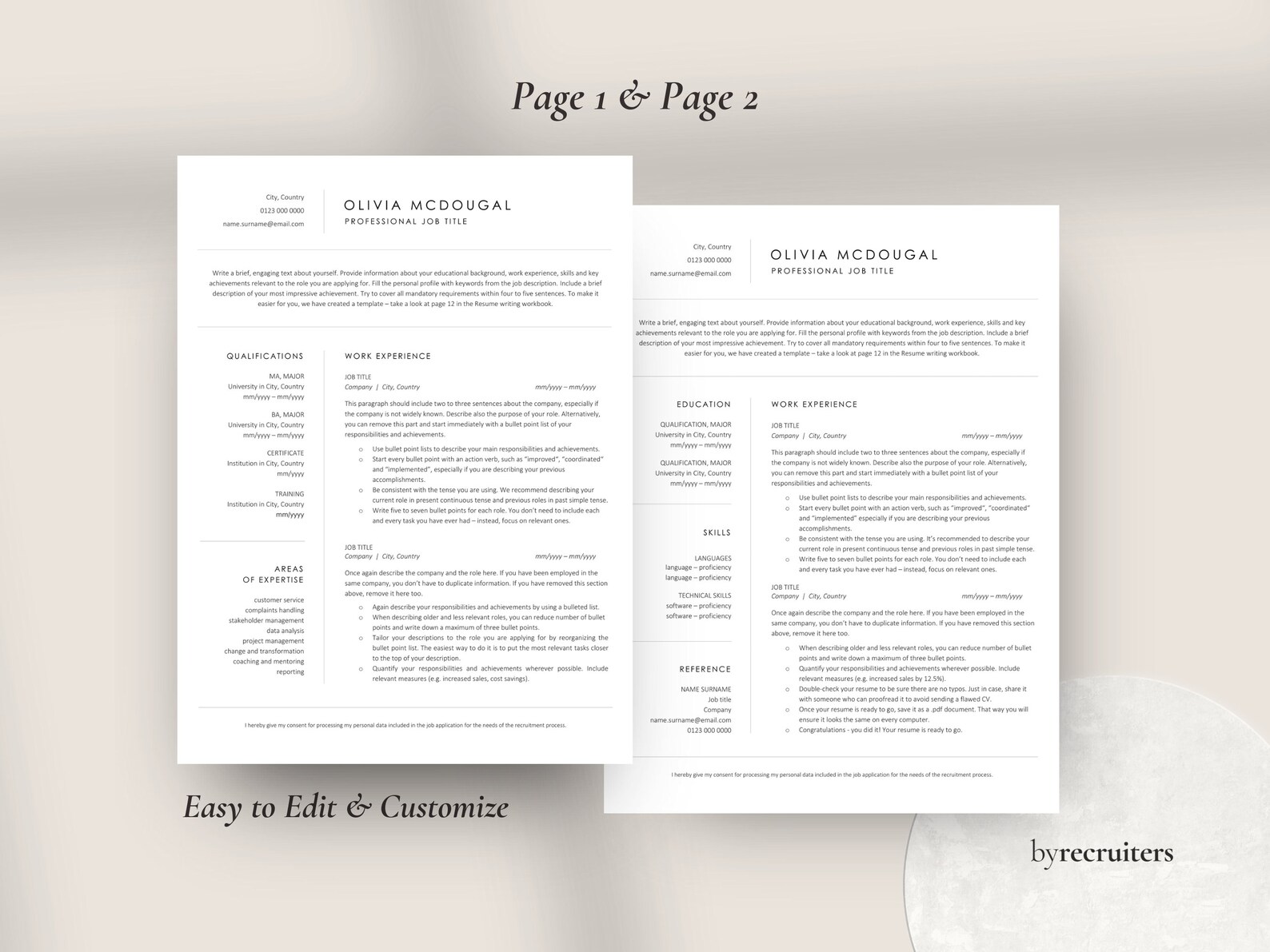 Simple and Clean Resume Template Instant Download Clean - Etsy