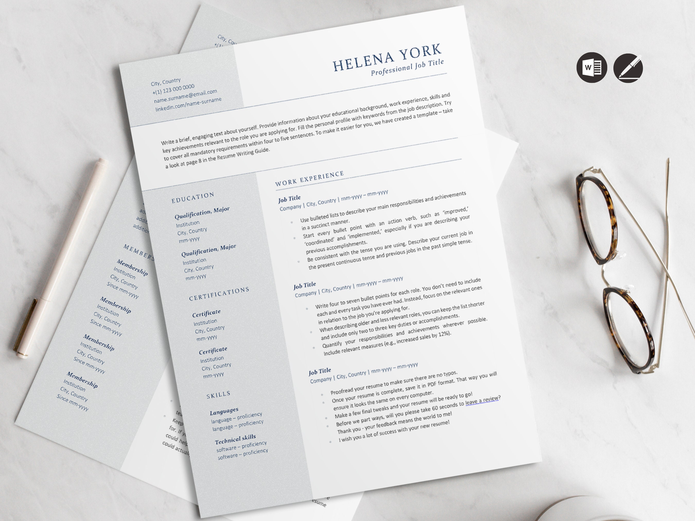 Modern Resume Template, Professional Resume Word & Pages, Modern CV ...