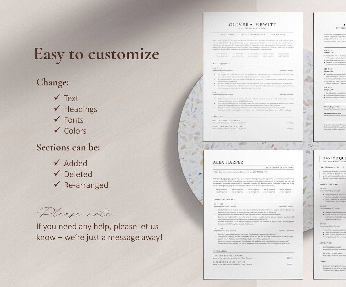 Clean ATS Resume Bundle, Instant Download Five Resumes for Word and ...