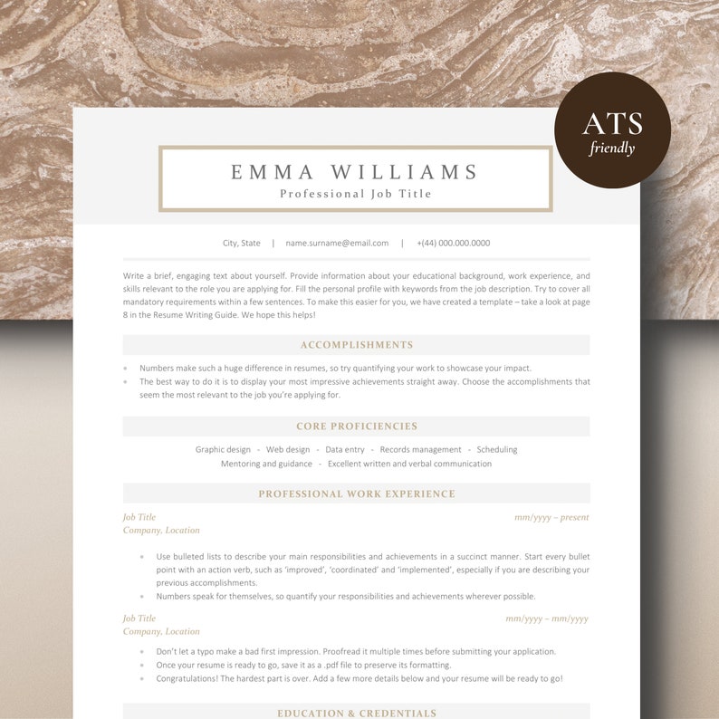 ATS Friendly Resume Template - Word, Pages - Modern ATS Resume Template ...