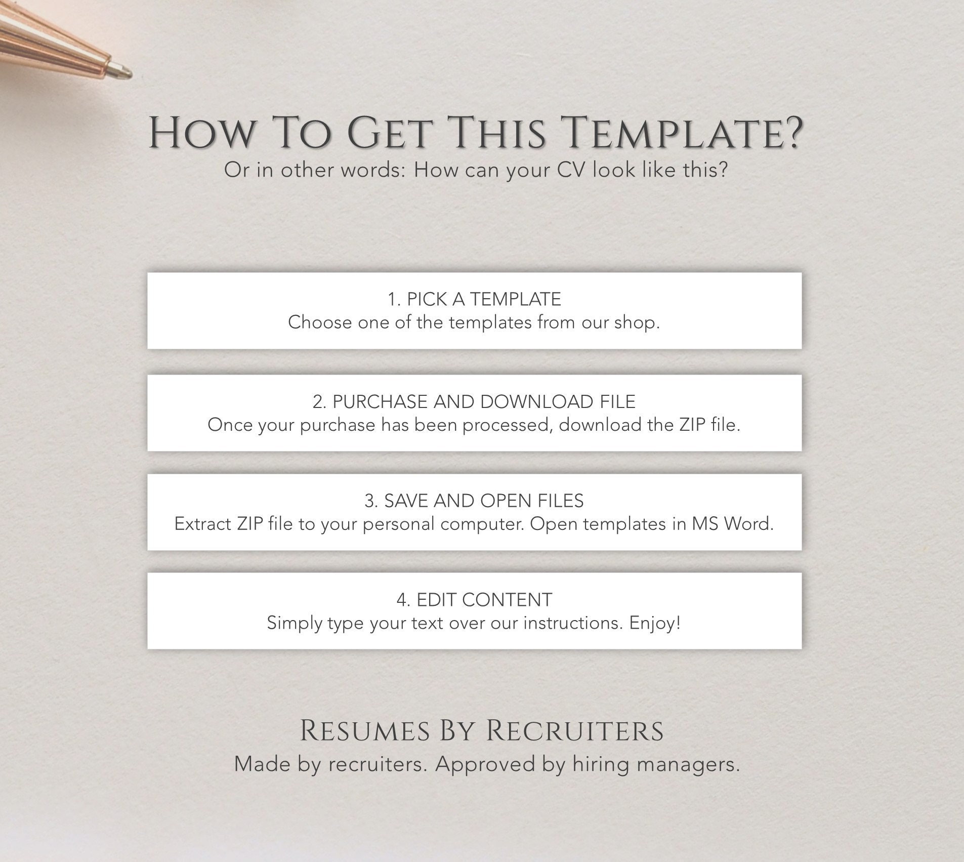 Clean Resume and Cover Letter Template, Instant Download Minimalist CV ...