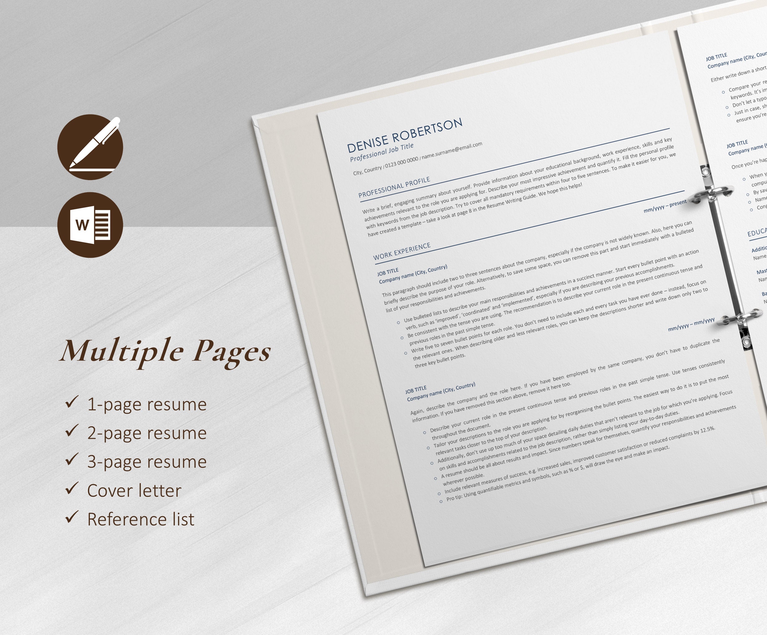 Simple One Column Resume Template Google Docs, Word, Pages, ATS ...