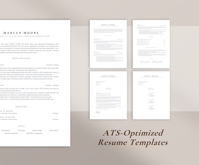ATS Resume Templates for Pages and Word, Instant Download ATS Resumes ...