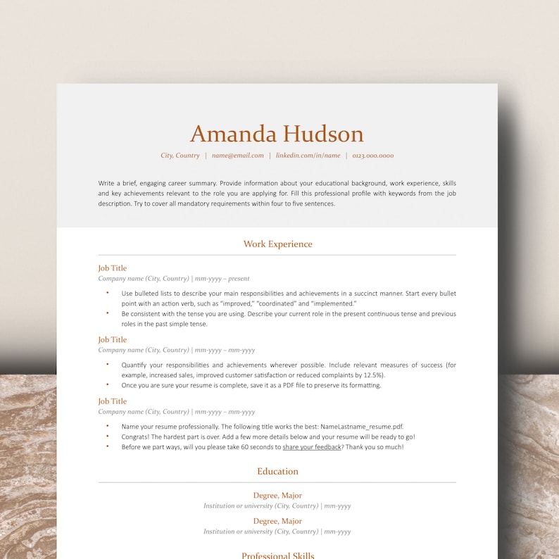 ATS Resume Template 2025, Word, Pages, Google Docs Resume Template ...