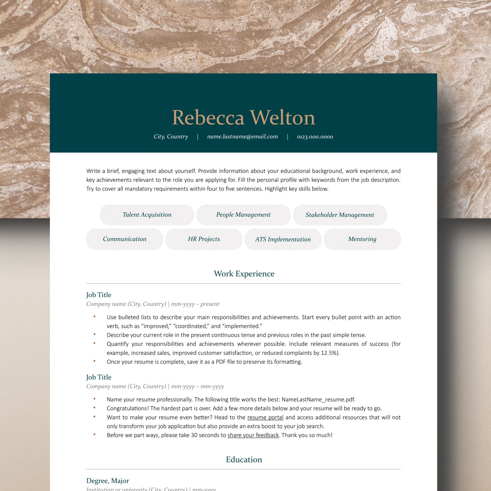 Modern Resume Template, CV Template, Word, Pages Resume, 1-3-page ...
