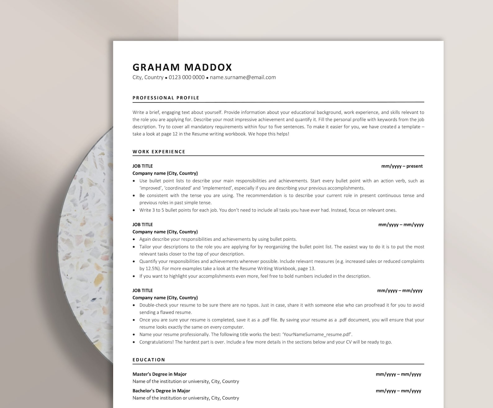 Plantilla de CV DE ATS CV funcional de descarga instantánea | Etsy