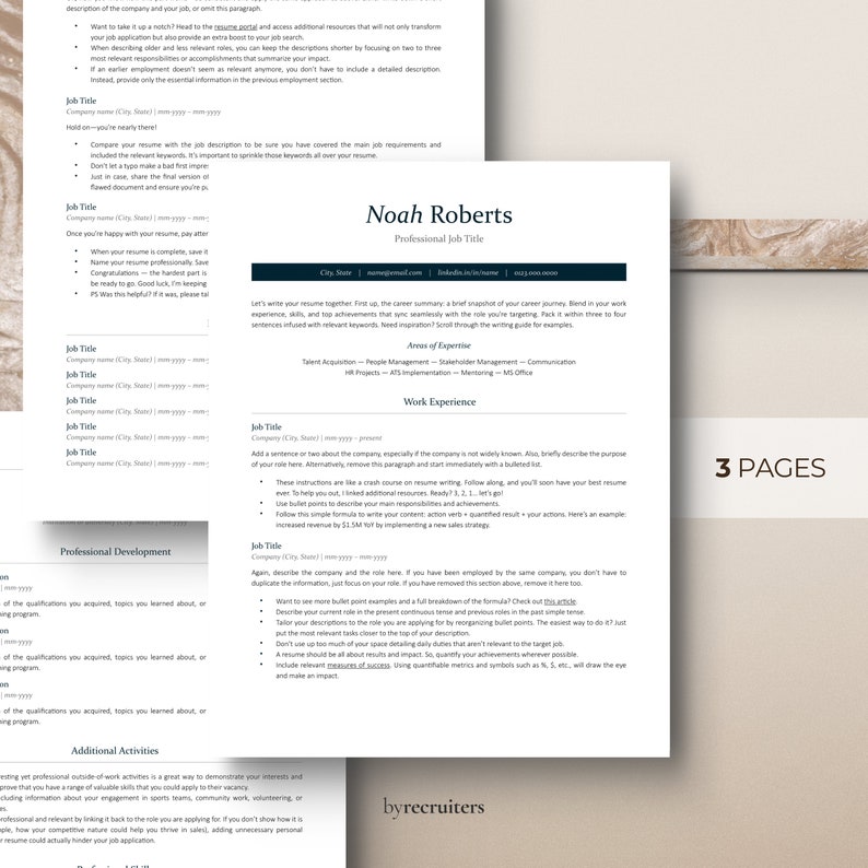 ATS Resume Template: Modern CV for Word, Google Docs, Pages - Etsy
