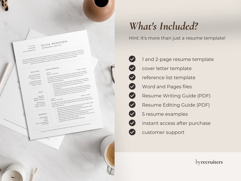 Simple and Clean Resume Template, Instant Download Clean Resume Design ...