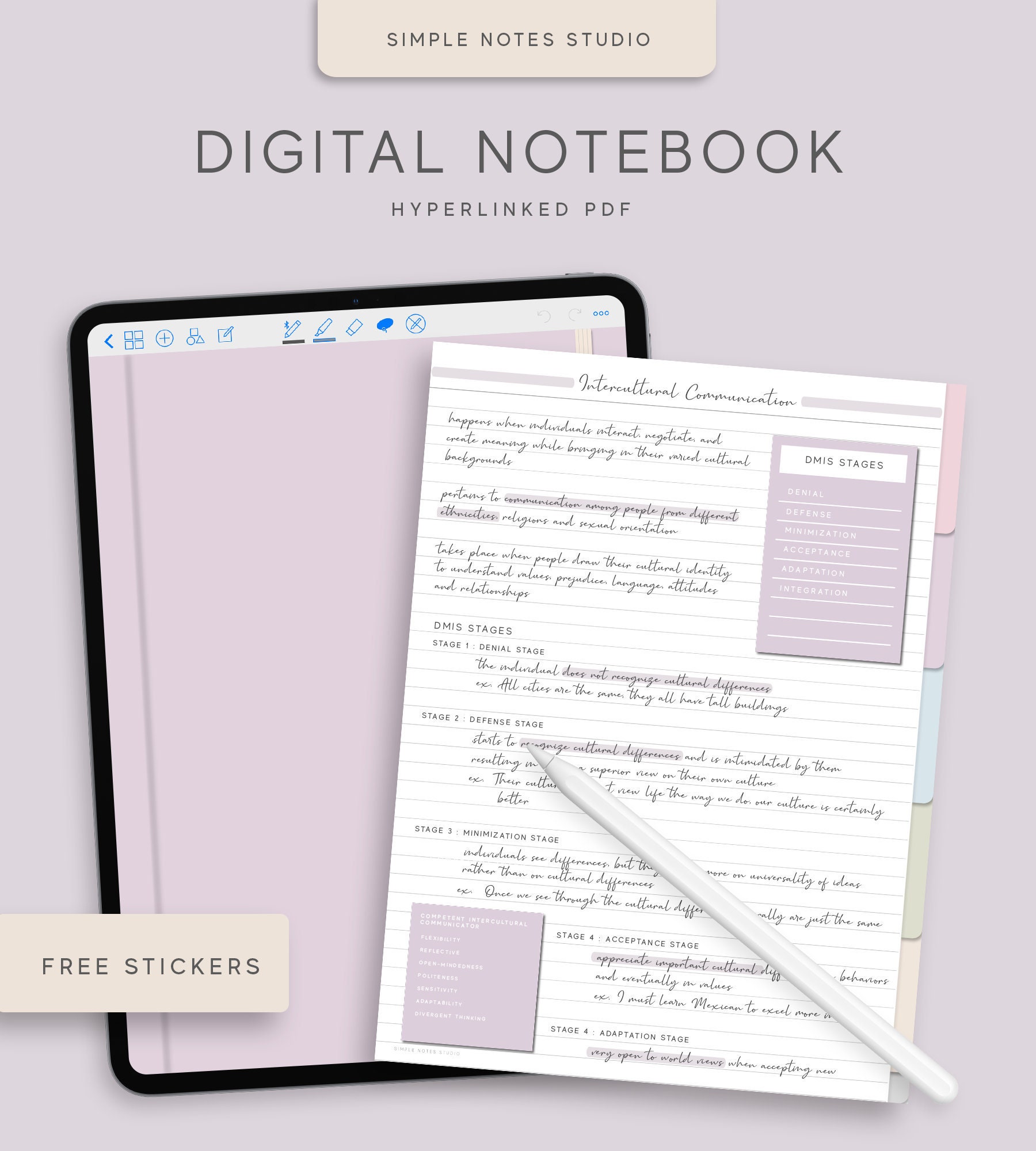 5 Tab Digital Notebook, Hyperlinked PDF, Lined, Grid, Dotted, Blank ...