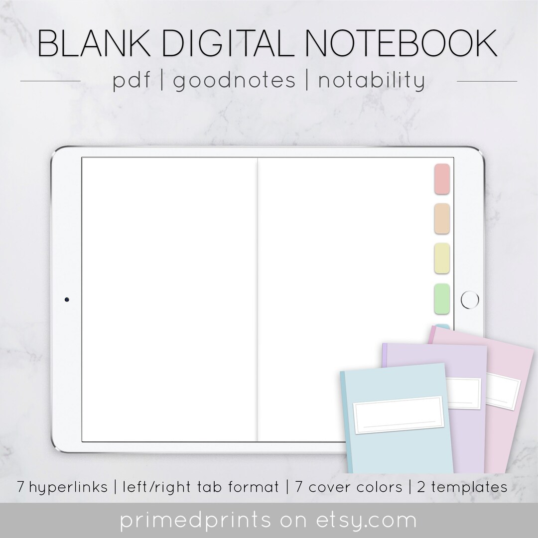 Blank Digital Notebook W/ Hyperlinked Tabs, Landscape, Pastel ...