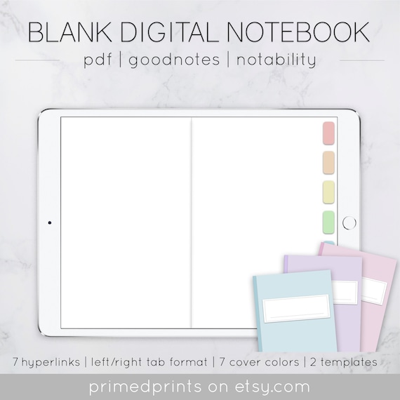 Blank Digital Notebook W/ Hyperlinked Tabs Landscape Pastel - Etsy