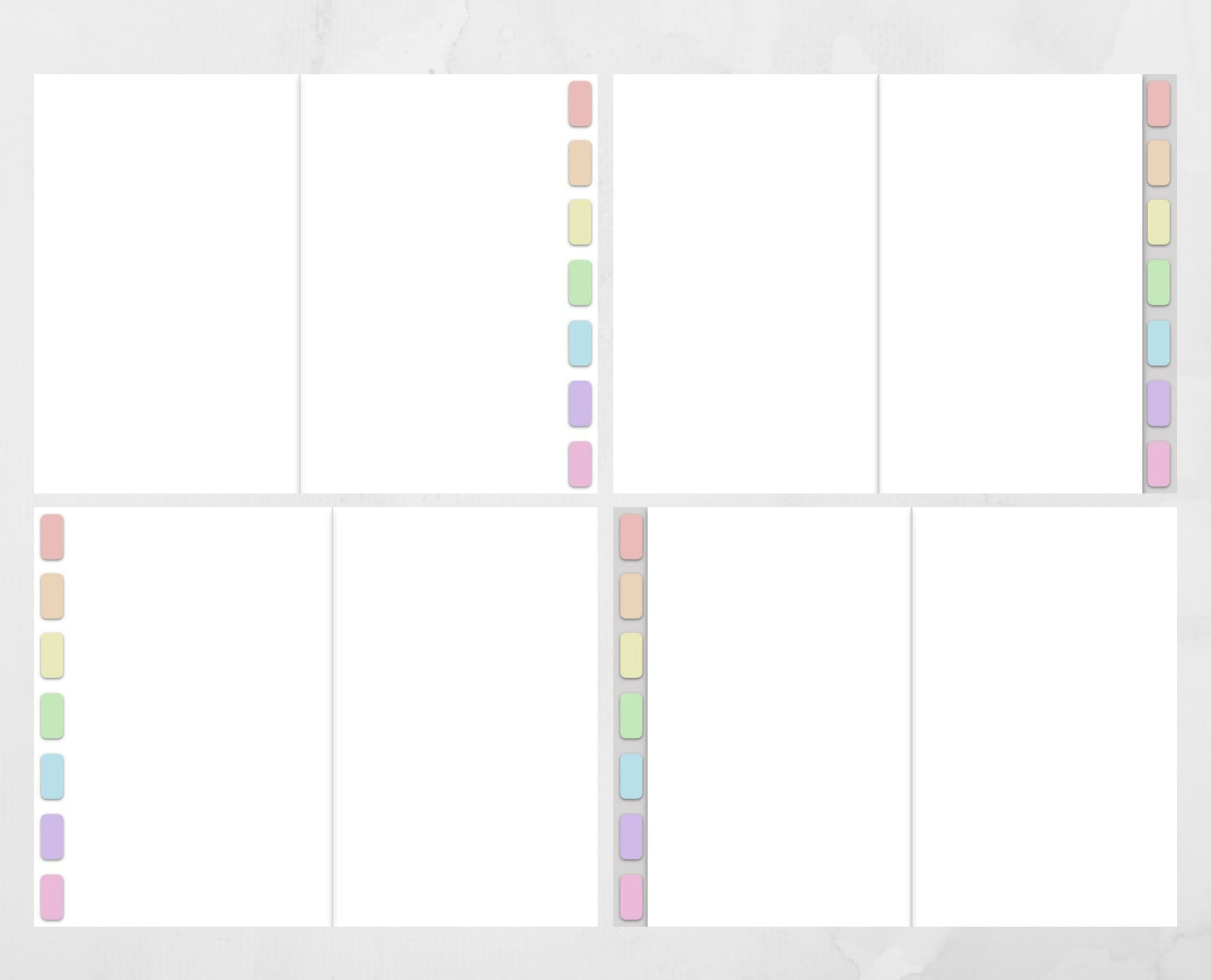 Blank Digital Notebook W/ Hyperlinked Tabs, Landscape, Pastel ...