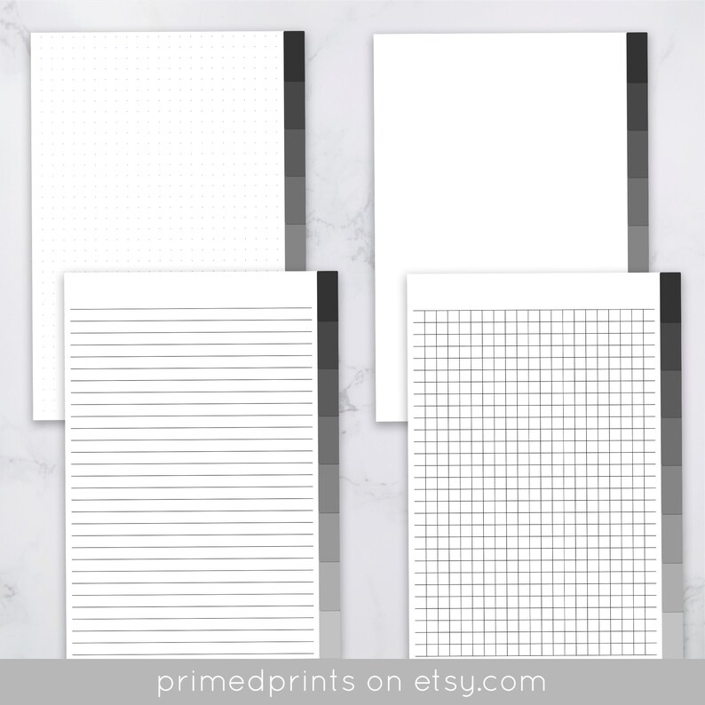 Black Lined Grid Dotted Blank Digital Notebook W/ Hyperlinked Tabs ...