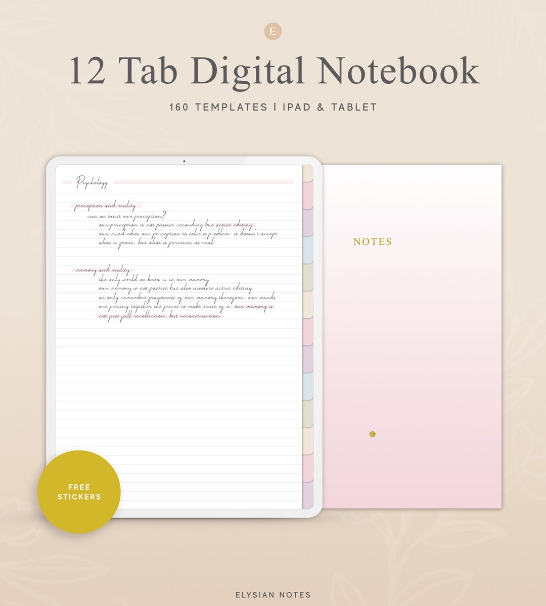 12 Tab Notebook, 160 Templates, Hyperlinked Tabs, Narrow, Medium & Wide ...