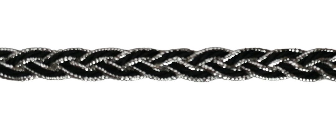 Braided Border, Braid, Black Silver, 8 Mm Wide - Etsy