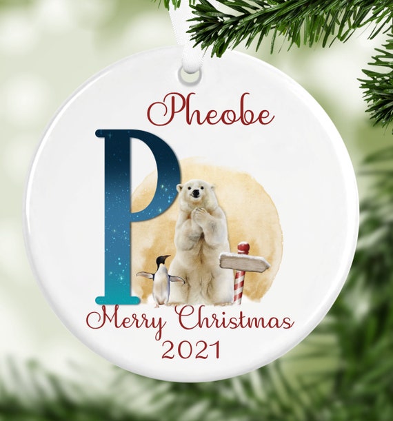 Personalised Polar Bear Alphabet Christmas Tree Decoration - Etsy UK