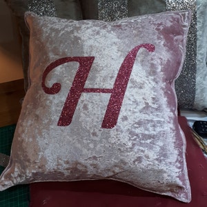 Crushed Velvet Initial Cushions, Personalised Cushion, Personalised ...