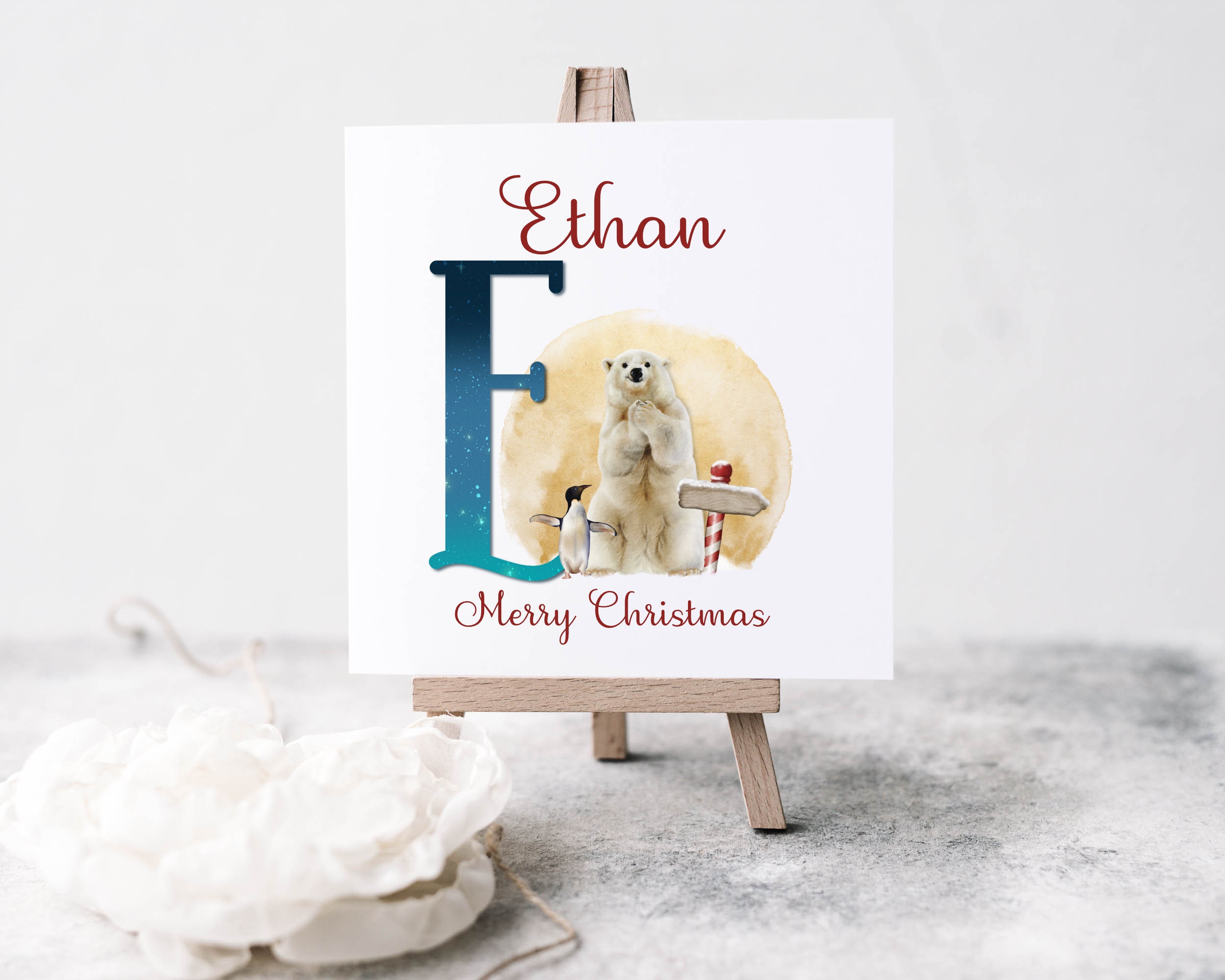 Personalised Polar Bear Alphabet Christmas Tree Decoration - Etsy UK