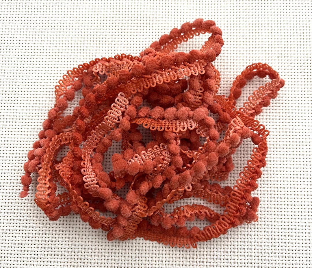 Persimmon Mini Pom Pom Trim (MPP-112) by Vintage Needlearts ~ Hand-dyed ...