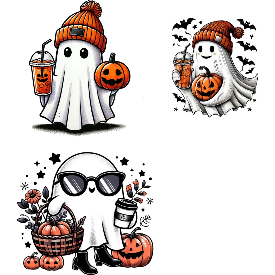 Cute Halloween Ghost Clipart Instant Download Halloween Design Pumpkin ...