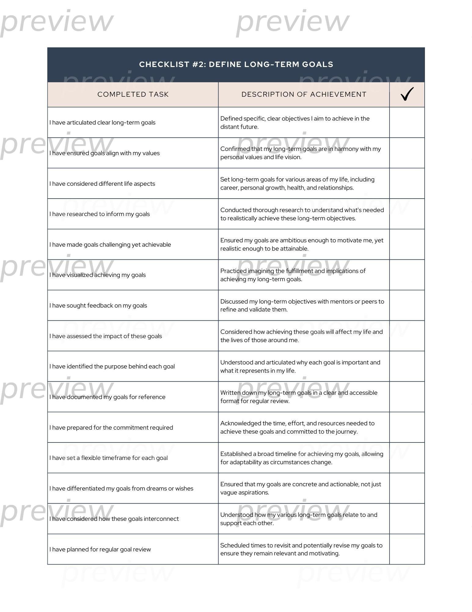 Printable Coaching Vision and Goal Setting Checklist Bundle Digital ...