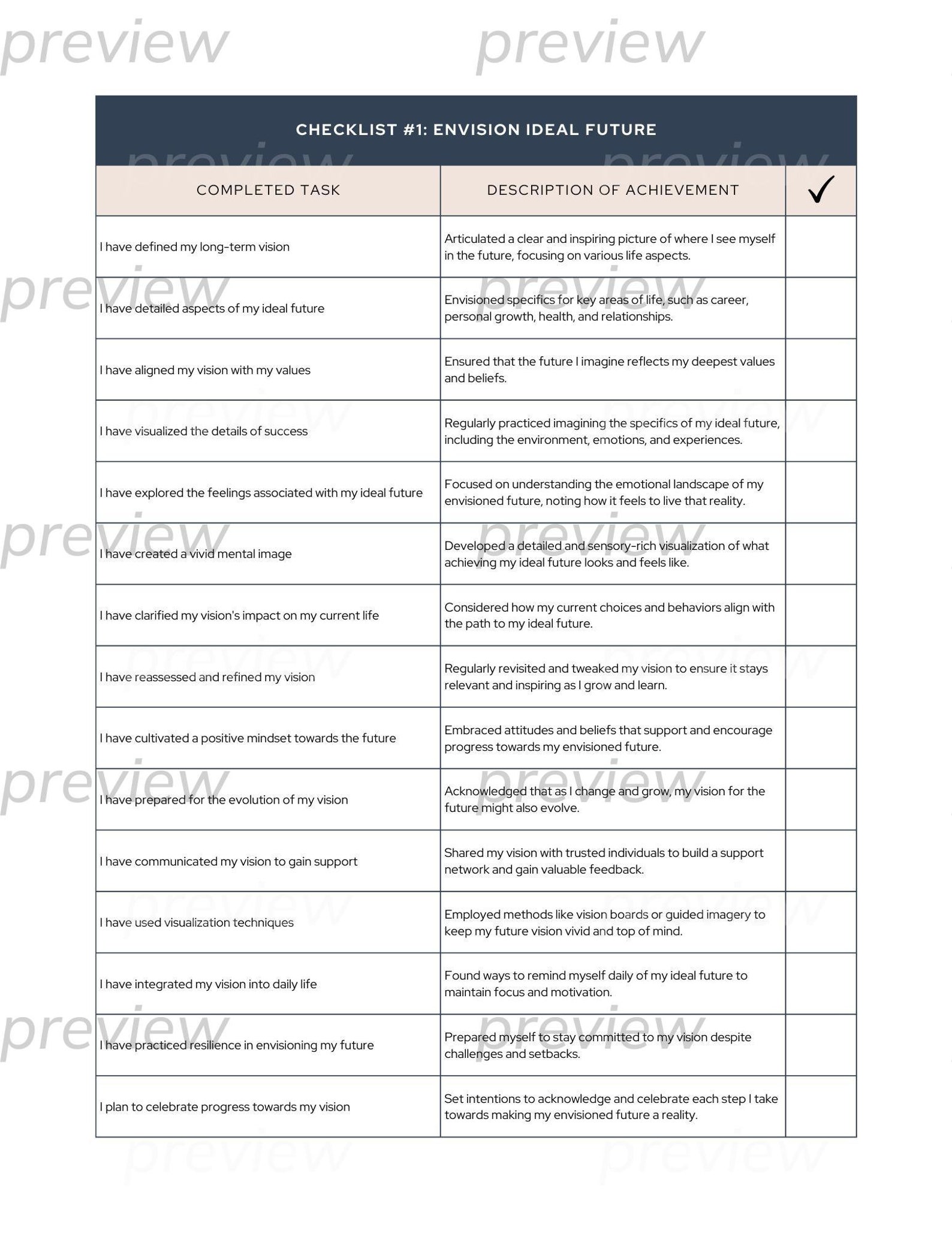 Printable Coaching Vision and Goal Setting Checklist Bundle Digital ...