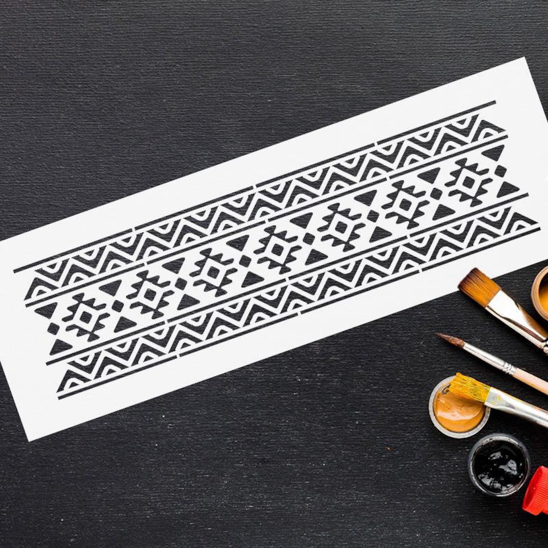 Aztec Pattern Stencil DIY Mylar Painting Stencil for Walls Line Stencil ...
