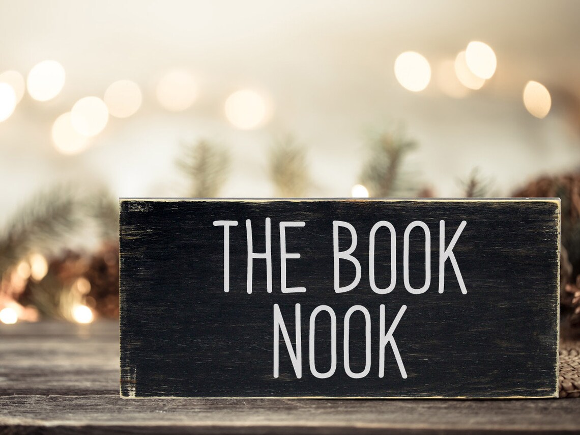 Bookshelf Wooden Sign THE BOOK NOOK Reading Quotes Sign for - Etsy