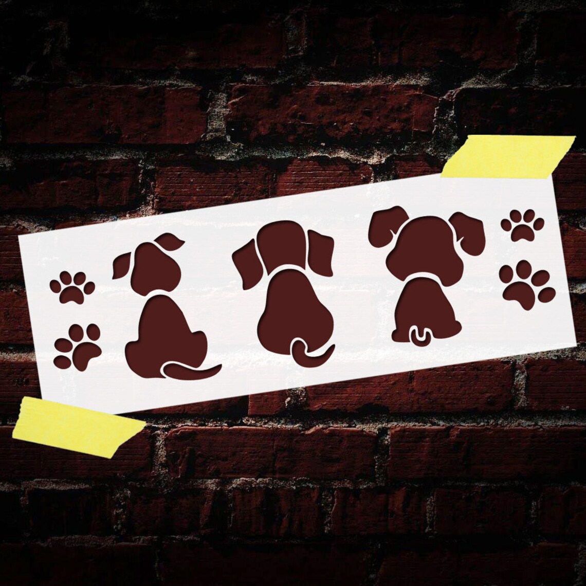 Cute Puppies & Paw Prints Border Stencil Reusable DIY Mylar - Etsy