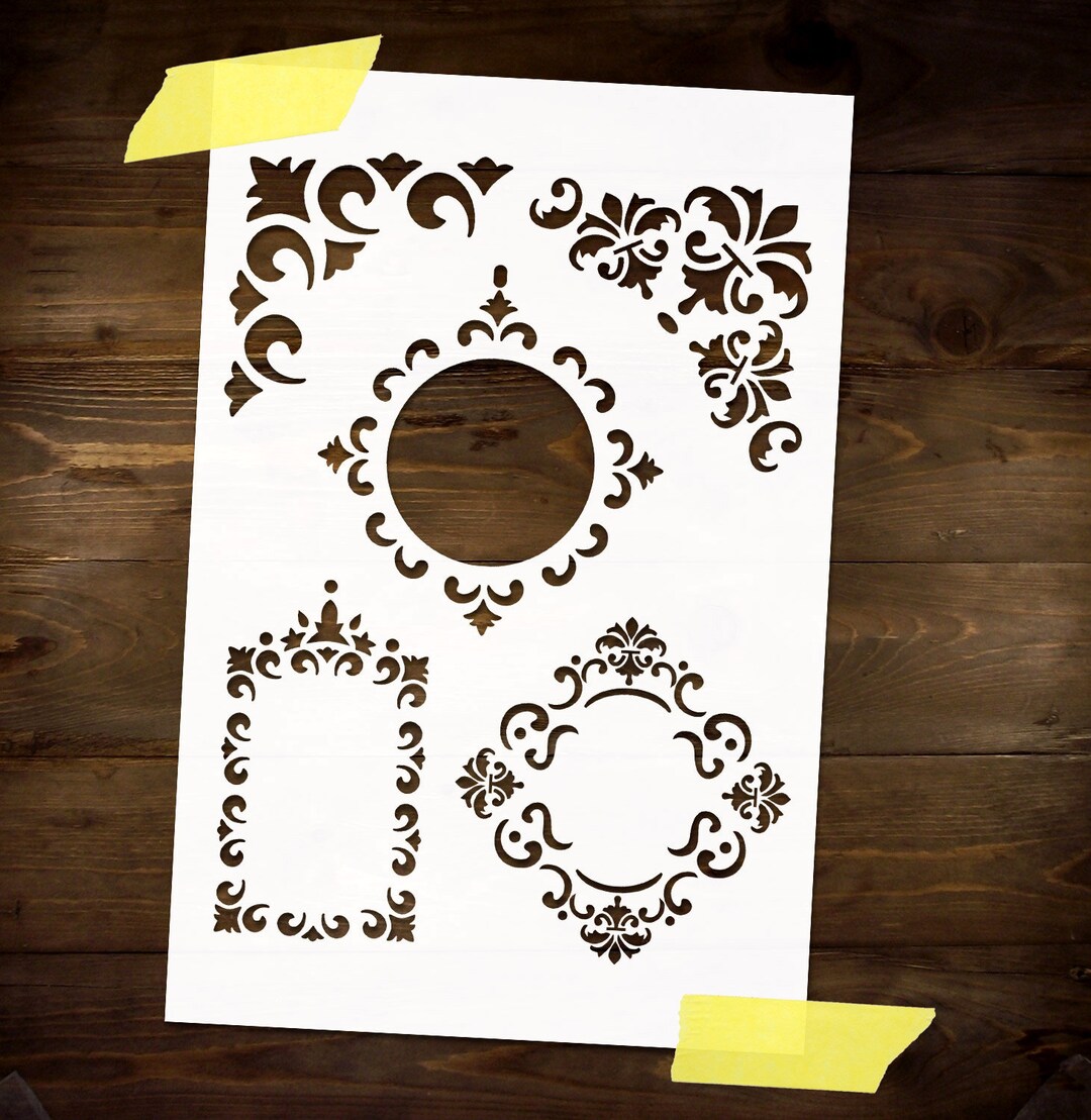 Corners and Frames Stencil Reusable DIY Craft Mylar Big Size Stencil ...