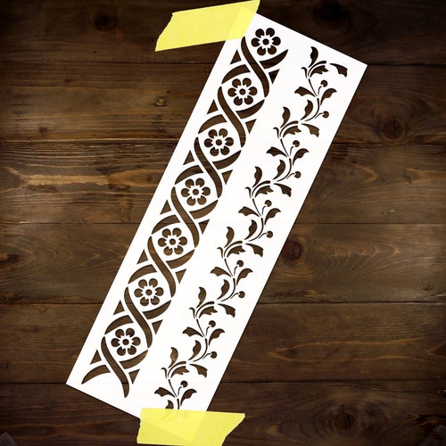 Floral Borders Stencil Reusable DIY Craft Mylar Stencil Home - Etsy
